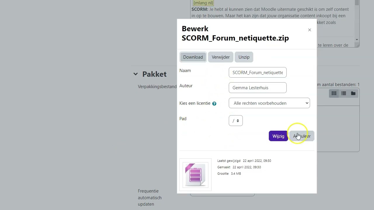 Moodle - vervangen SCORM pakket via interface Moodle Activiteit - YouTube