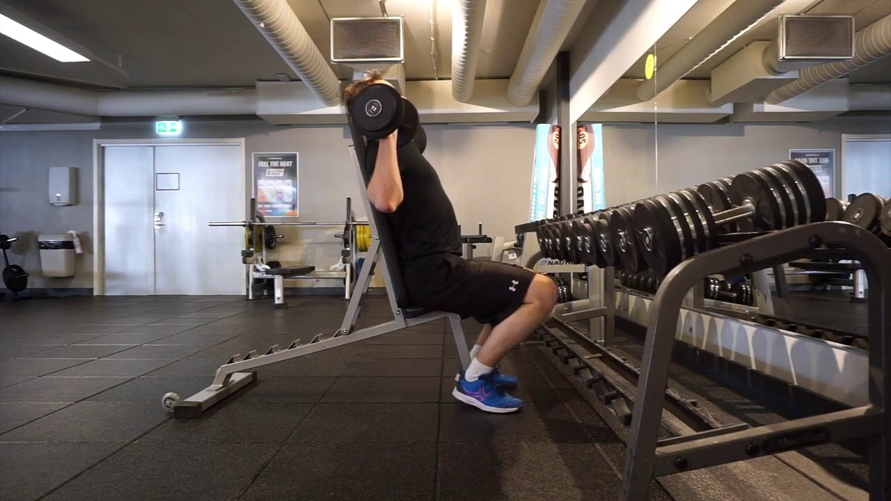 Axelpress med hantlar sittande - YouTube