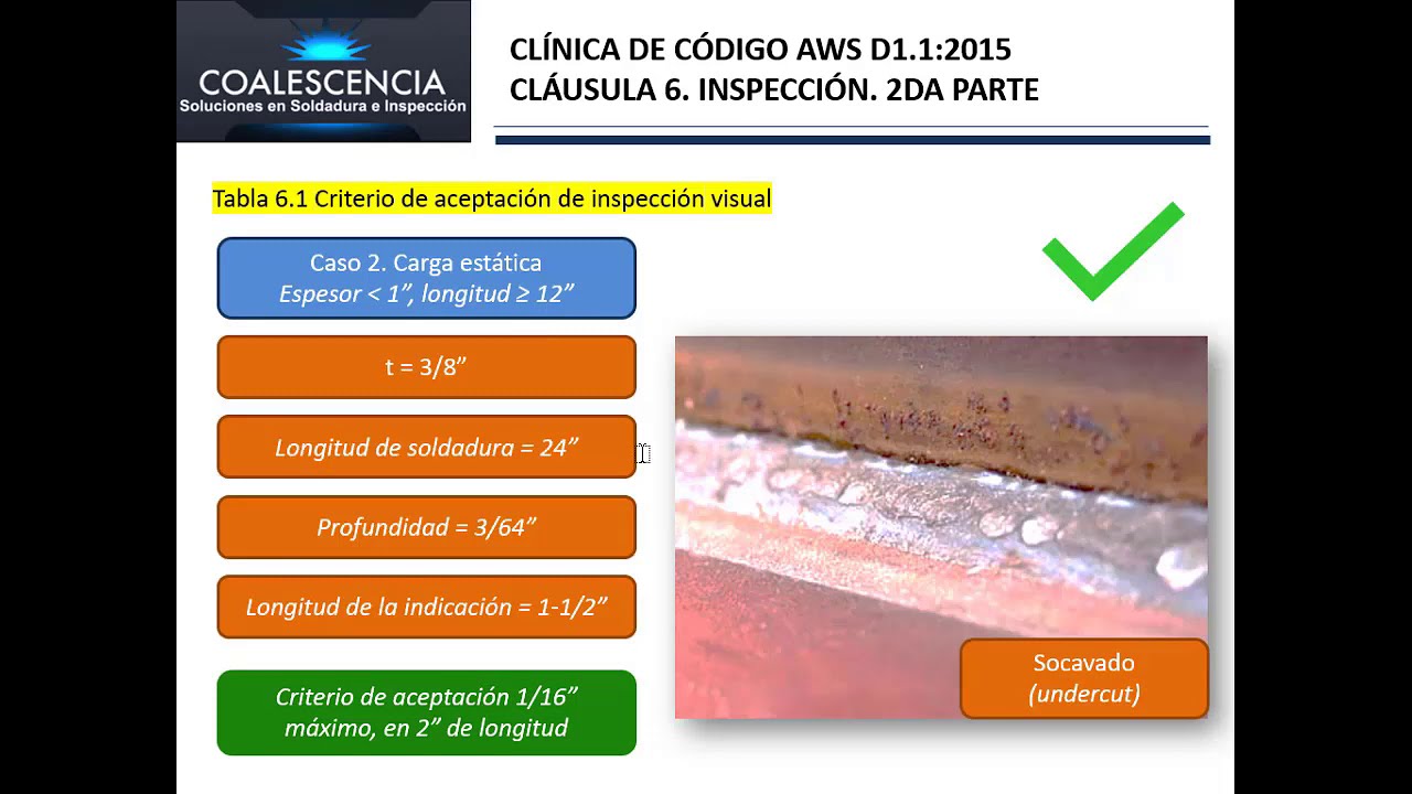 Evaluación de socavados (undercut) conforme con los requerimientos del ...