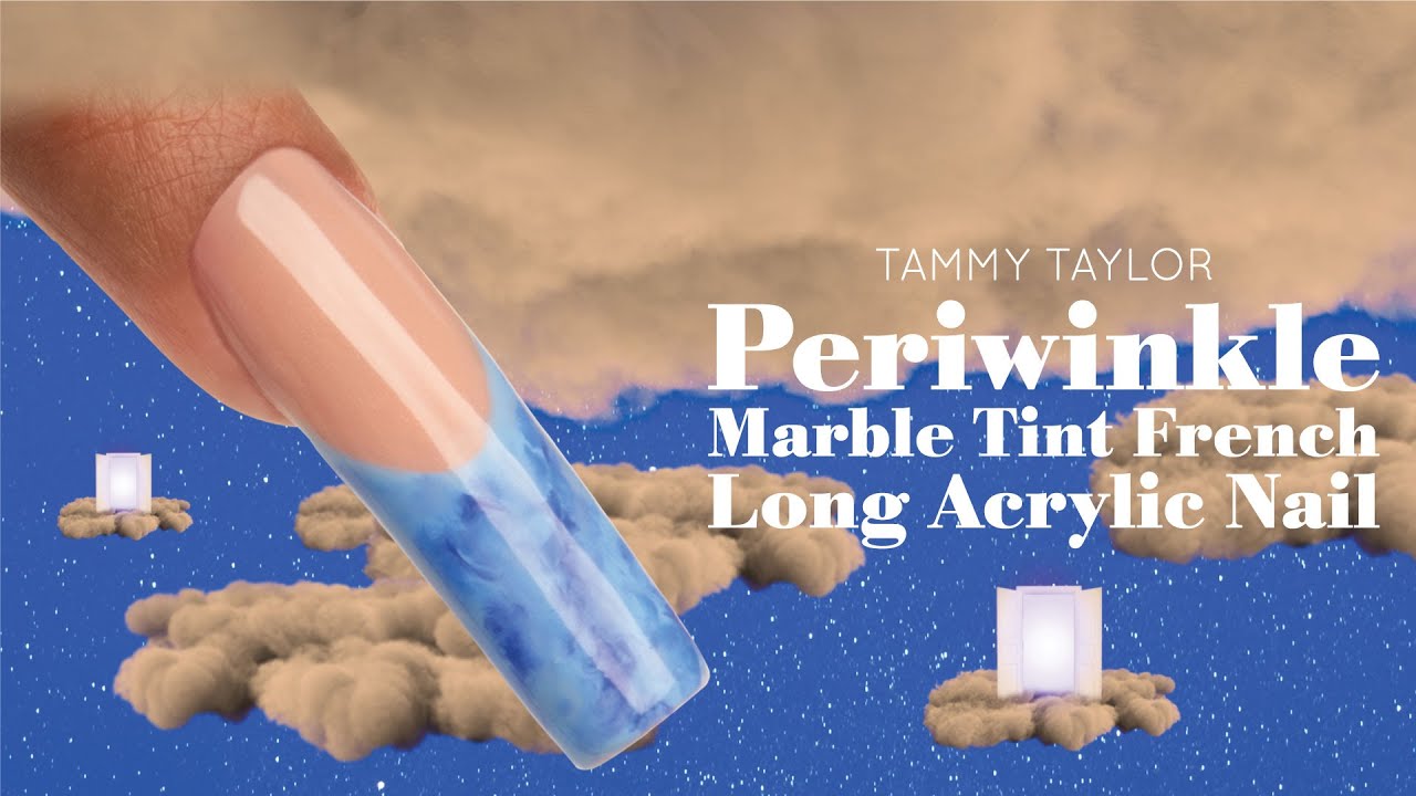 Tammy Taylor | How To | Periwinkle Marble Tint French Long Acrylic Nail ...