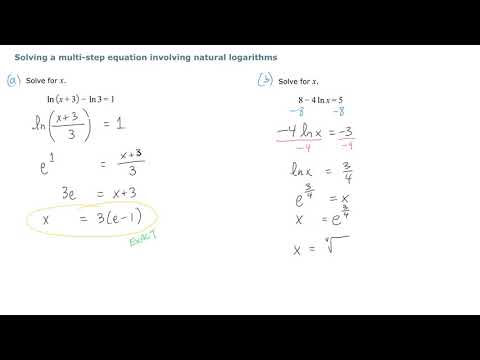 Solving a Multi-step Equation Involving Natural Logarithms - YouTube