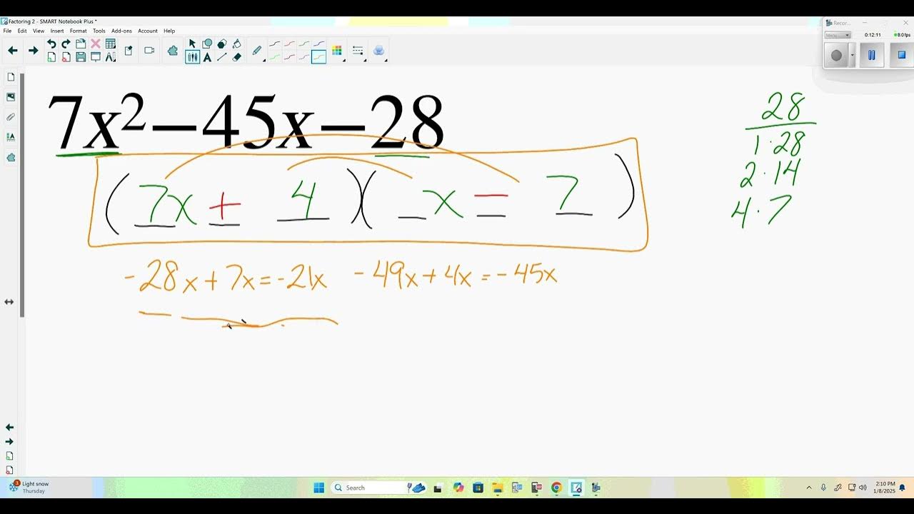 Algebra 2 Factoring (2) - YouTube