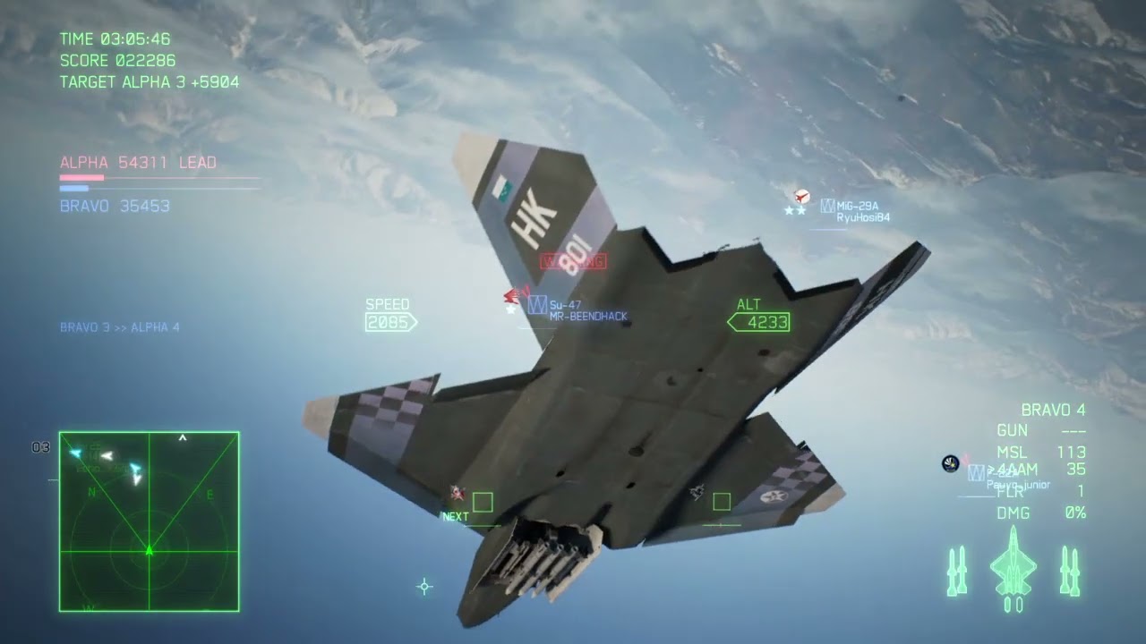 Ace Combat 7 Multiplayer Team Death Match - YF-23 - Wizard - YouTube