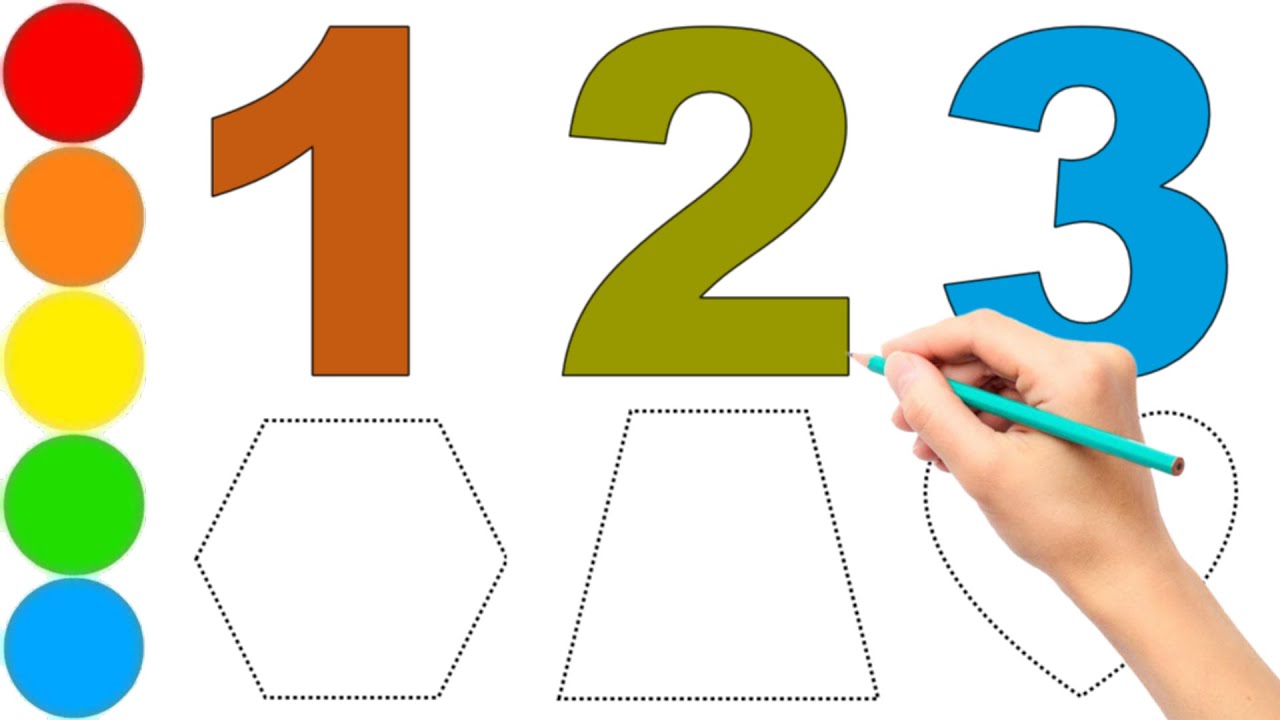 One two three | 123 Numbers Counting | 2d shapes drawing for kids - YouTube
