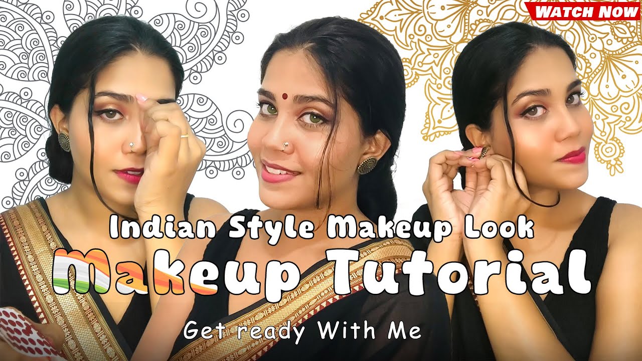 Indian Style Makeup look 🖤| Mekeup tutorial |Get Ready With Me| ⁠#india ...