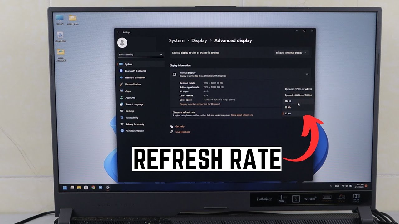 How to Change Screen Refresh Rate on Windows 11 Gaming Laptop - YouTube