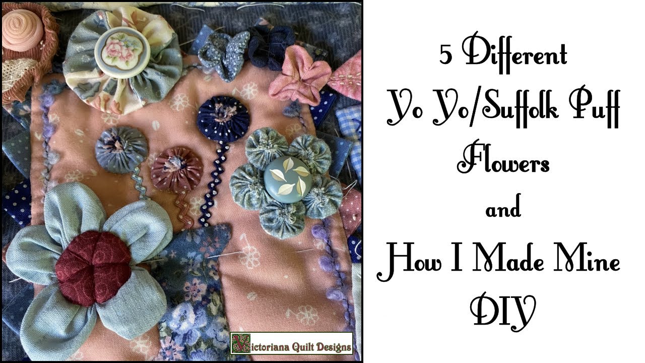5 Different Yo Yo Suffolk Puff Flowers & Tutorials to Make Your Own ...