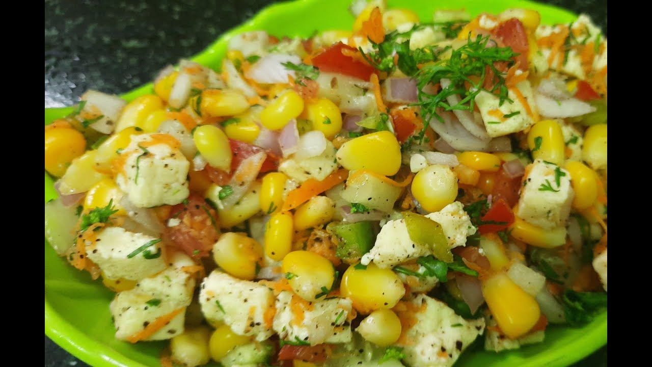 Sweet corn and Paneer salad/diet recipe/Easy Evening snack - YouTube