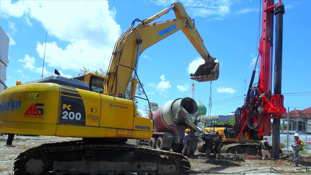 Deep Foundation Drilling Rig Construction Digging Bored Piles - YouTube