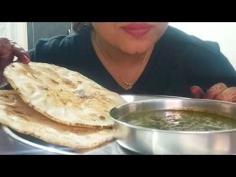 Real Mukbang!! Eating Methi palak saag nd bagar ki Roti 😋😋Big bites,😋😋 ...