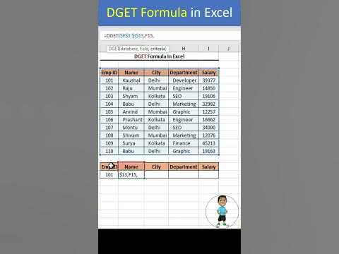 DGET Formula in Excel #excel #exceltips #exceltutorial #msexcel # ...