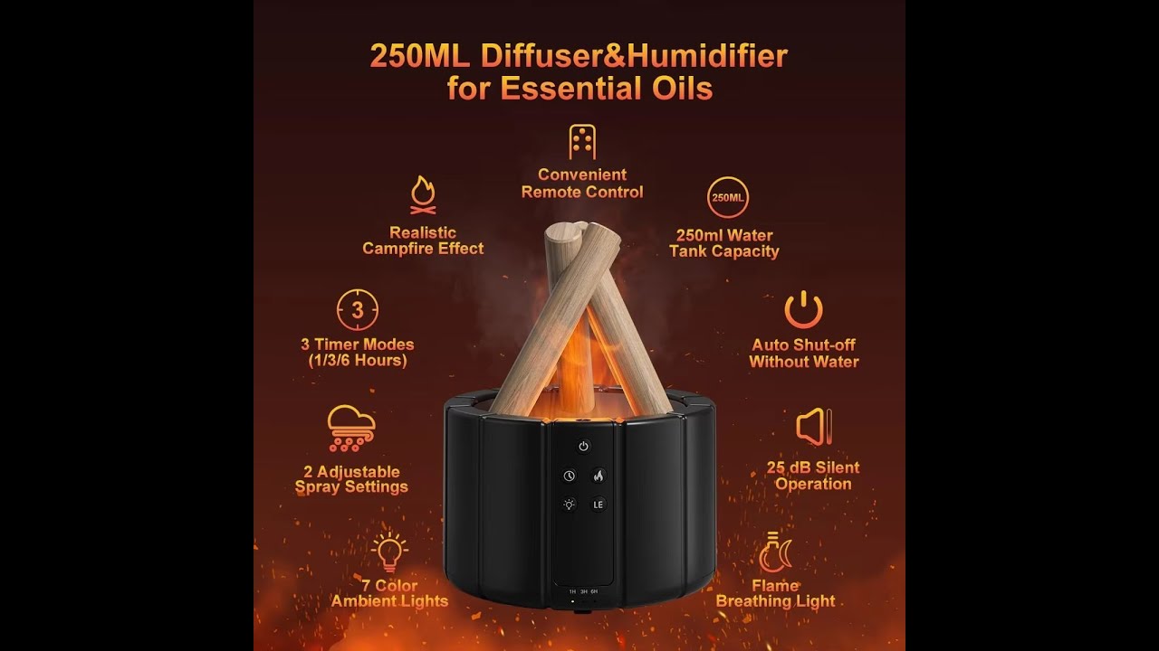 EcoWave® Tech – Simulated Flame Aroma Diffuser - YouTube