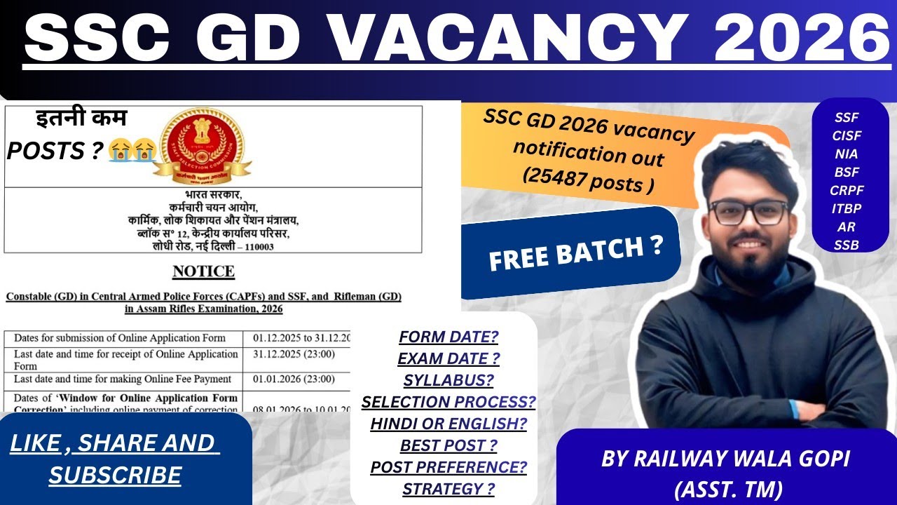 SSC GD Notification 2026 | SSC GD New Vacancy 2025-26 | SSC GD 2026 ...