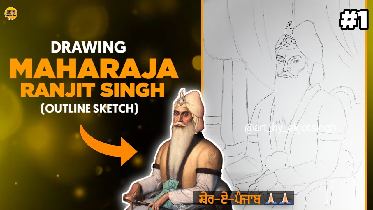 Maharaja Ranjit Singh Drawing || Part-1 || Timelapse Drawing Video ...