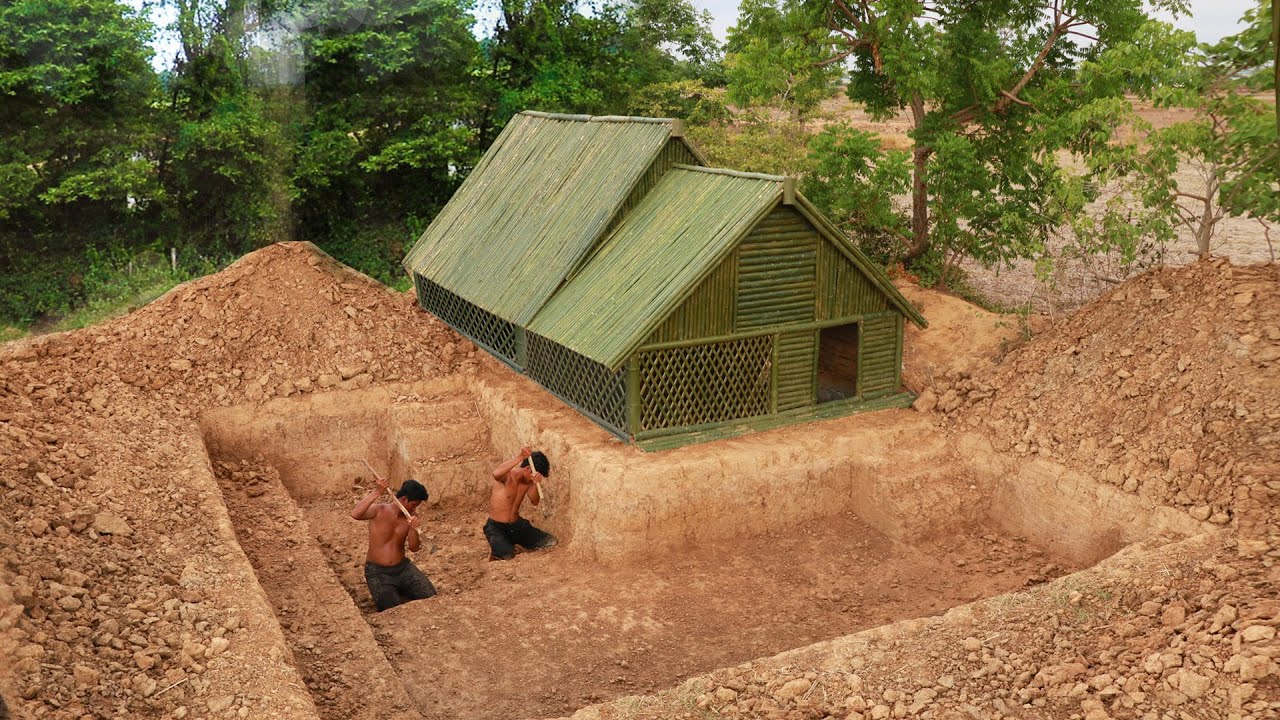 The Most Ingenious Build Underground Bamboo House by Ancient Skills ...
