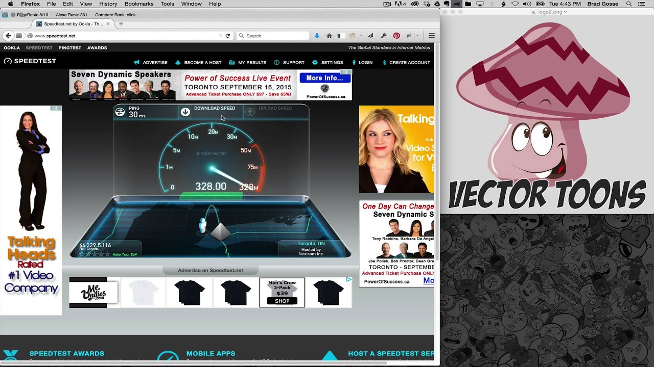 Bell Fibe 300 Speed Test - YouTube