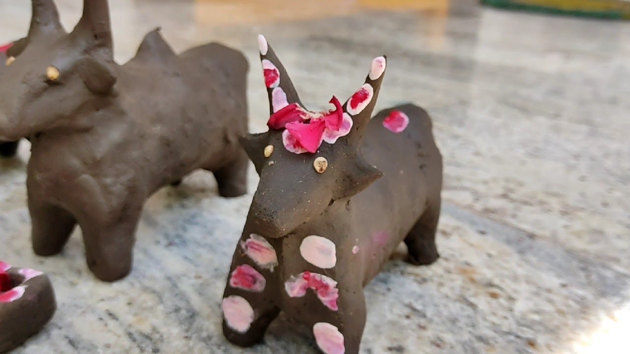 Clay bull making in village - YouTube