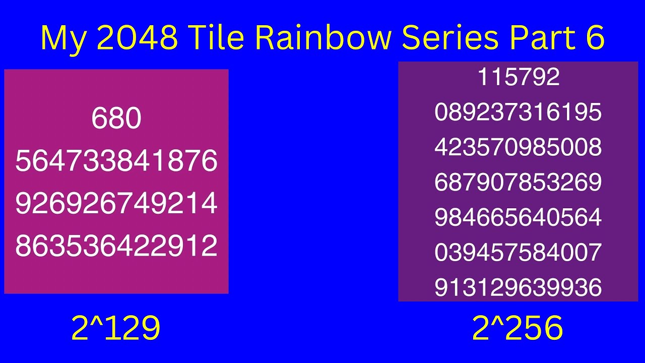 2048 Tiles 129 Through 256/ Powers of 2 from 2^129 Through 2^256 - YouTube