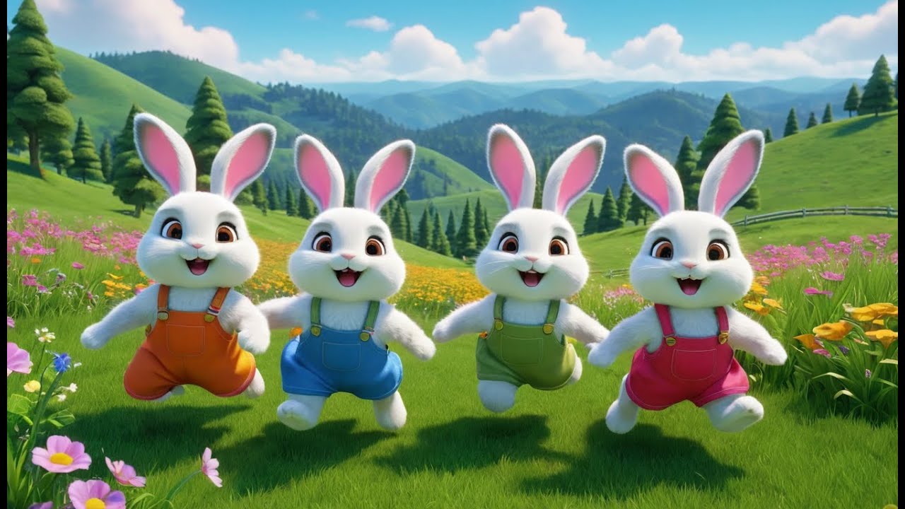 Five Little Bunnies Jumping on the Ground | Fun Nursery Rhyme for Kids ...