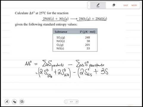 Calculating entropy, from individual entropies. thermochemistry, - YouTube