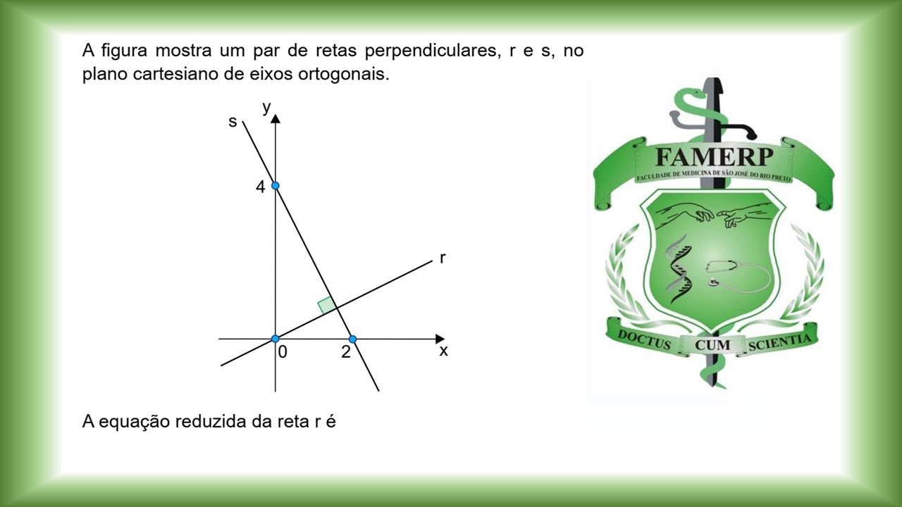 A figura mostra um par de retas perpendiculares, r e s, no plano ...