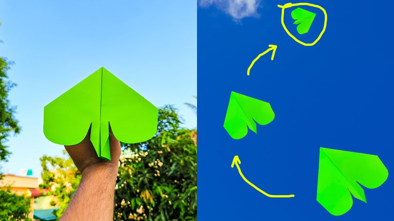Paper heart shape plane | how to make paper airplanes that fly far ...