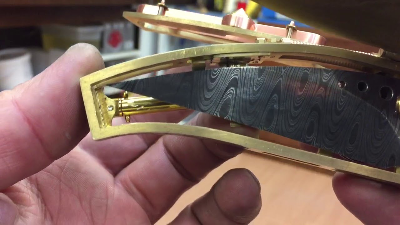 The steampunk knife with the blade release lever working - YouTube