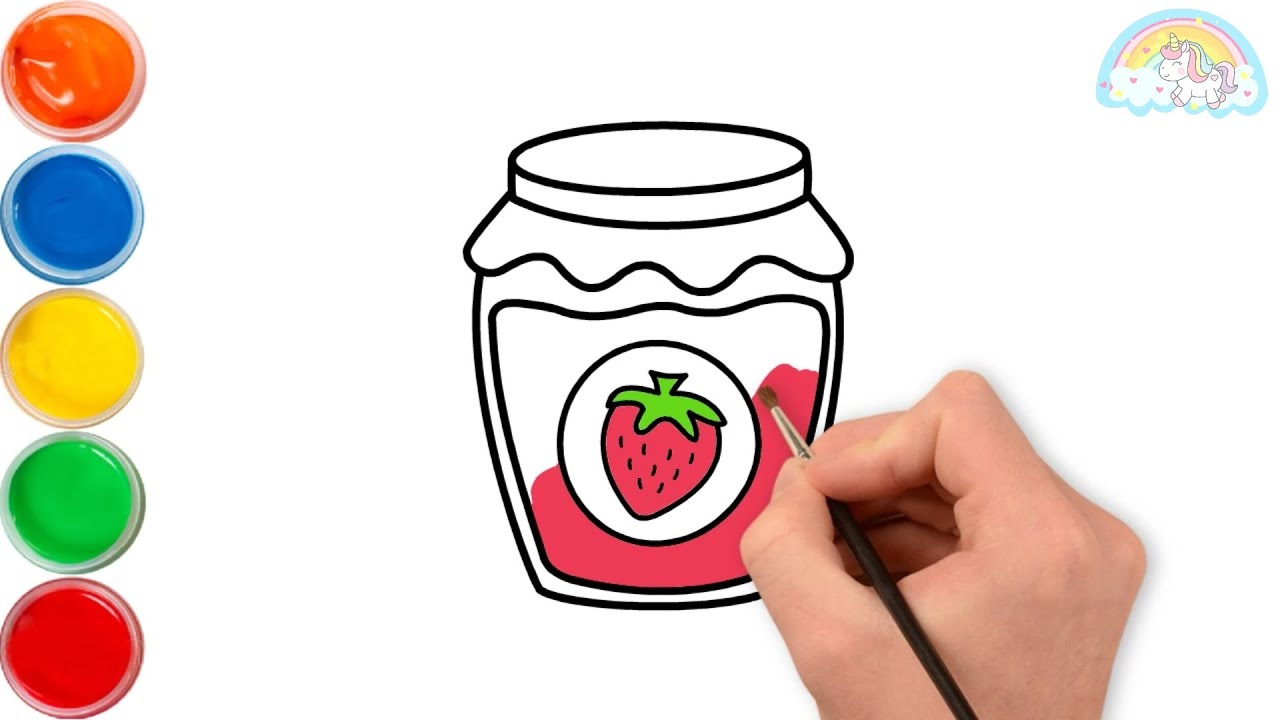 How to draw and color STRAWBERRY JAM for kids EASY and STEP BY STEP? 😍🌹 ...