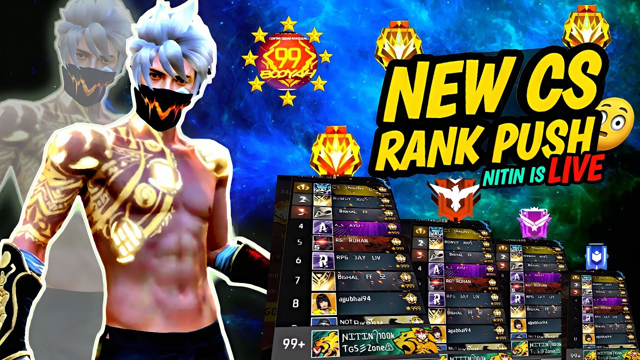 🔴New CS Rank Season Push Top 1 GrandMaster 24 Hour 😱Giveaway🔥-Free Fire ...