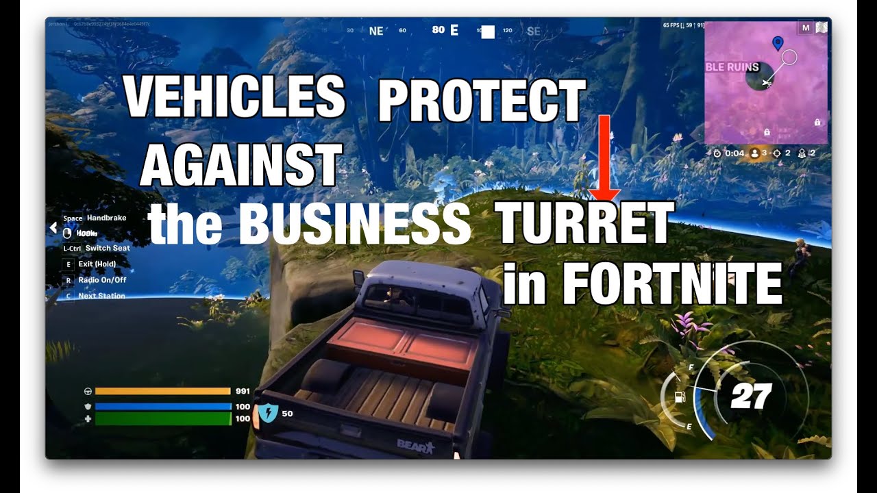 Vehicles Protect Against the Business Turret in Fortnite C4S4 - YouTube