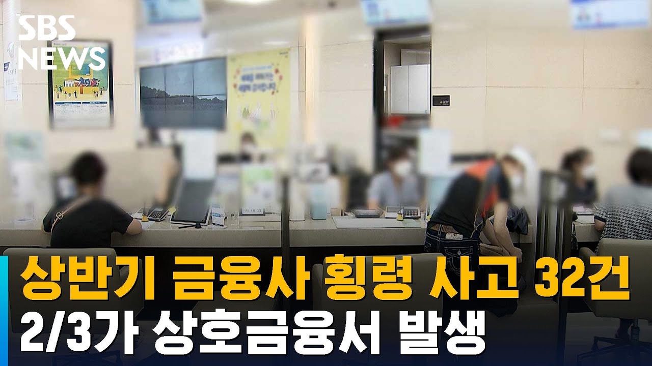 상반기 금융사 횡령 사고 32건…2 3가 상호금융서 발생 Sbs Youtube