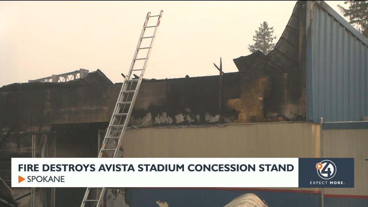 Fire destroys Avista Stadium concession stand - YouTube