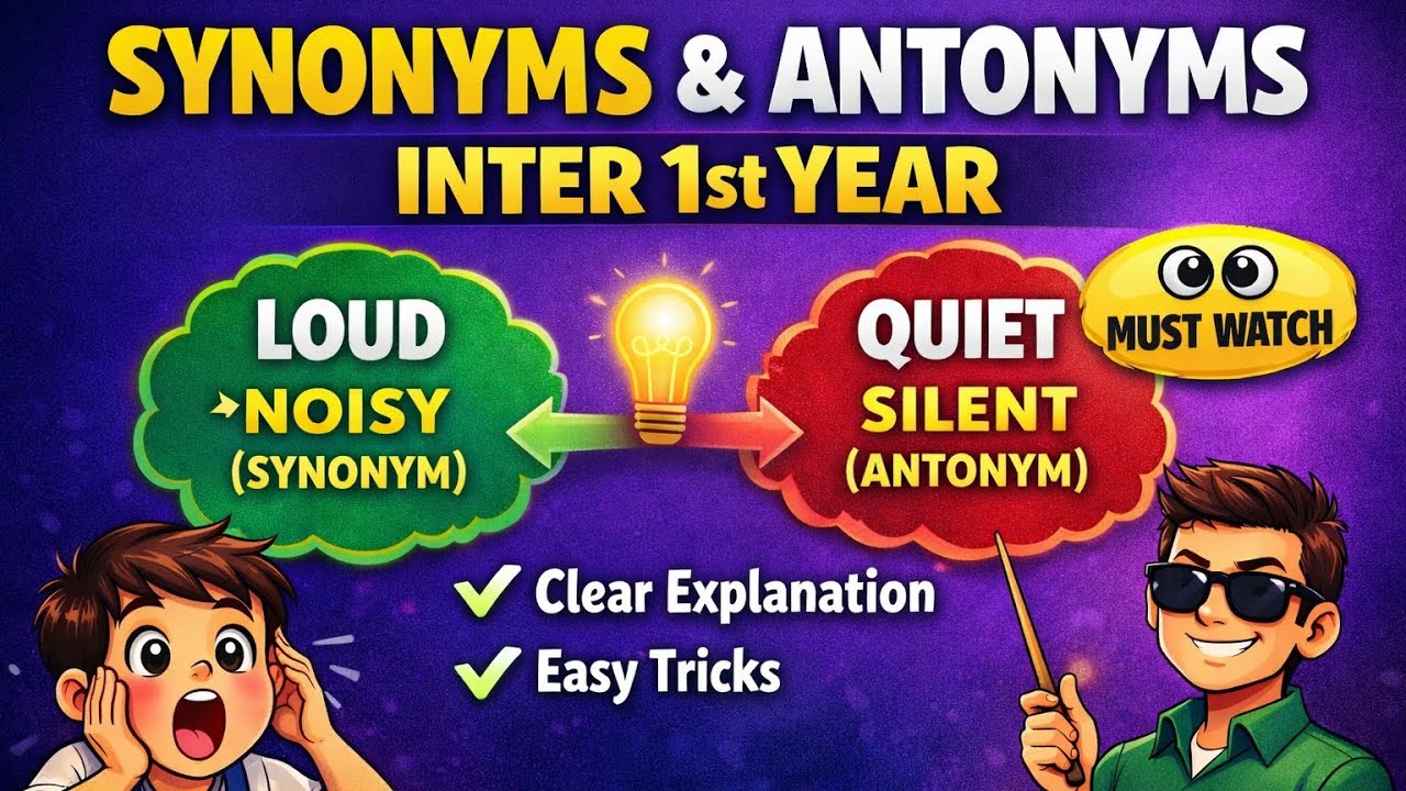 SYNONYMS & ANTONYMS – Inter 1st Year 😎 | Clear Explanation = Full Marks ...