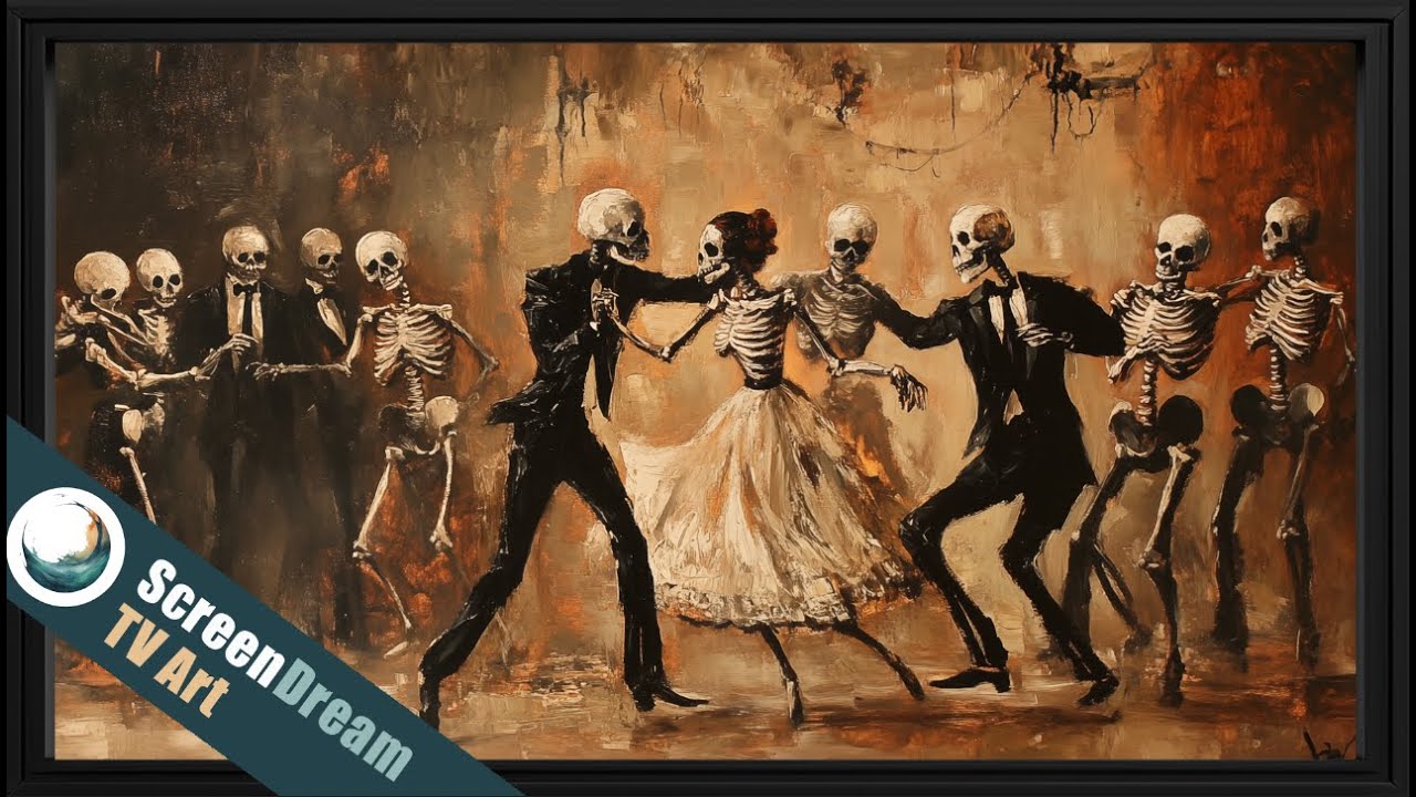 Skeleton TV Art | Vintage Halloween Screensaver | Halloween TV Artwork ...