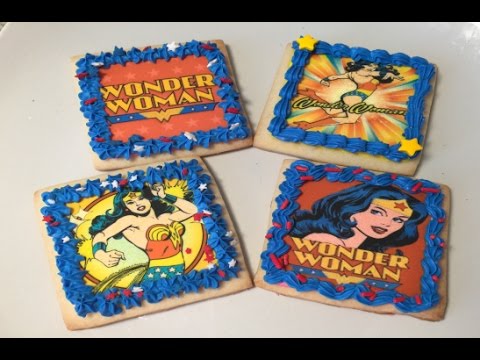 Wonder Woman Cookies With Edible Images (How To) - YouTube