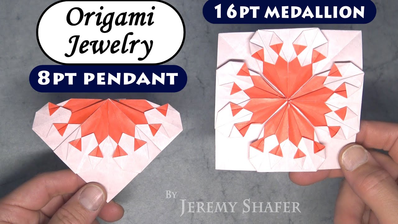 Origami Jewelry 16-Point Star Medallion 8-Point Pendant - YouTube