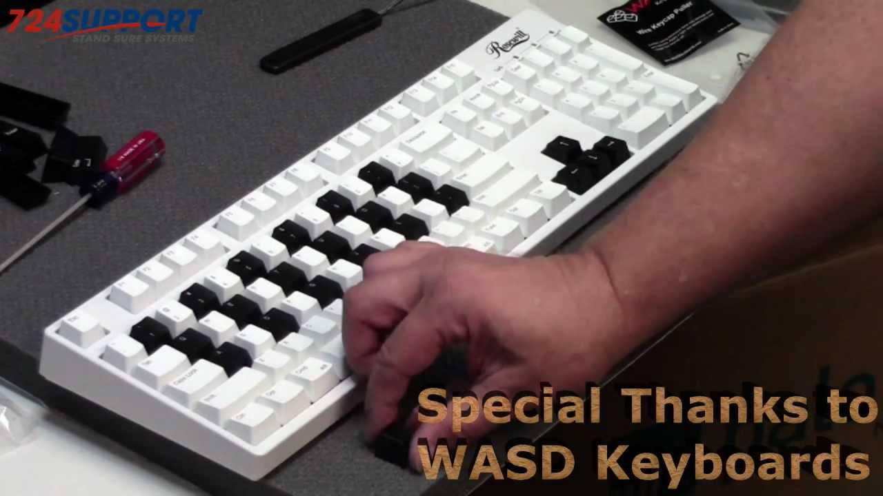 Rosewill White Keyboard with WASD Custom Keycaps (RK-9000BRI) - YouTube