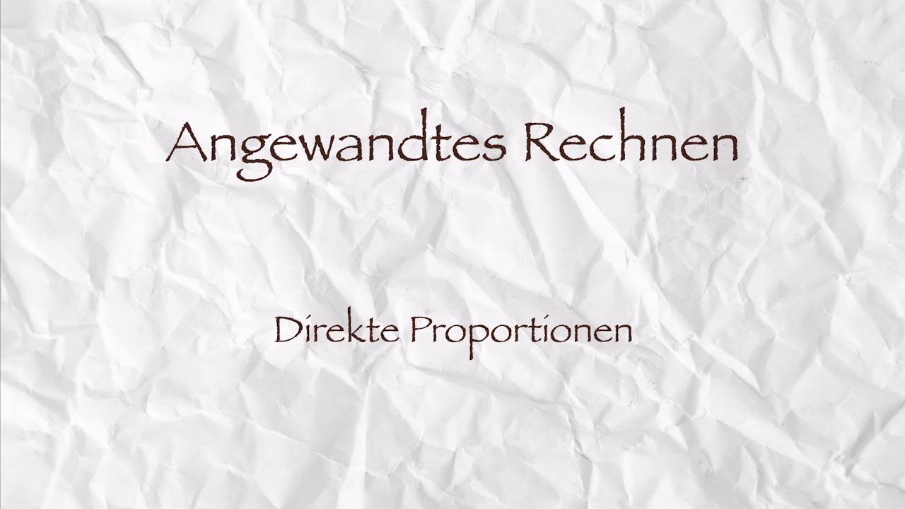 Direkte Proportionen - YouTube