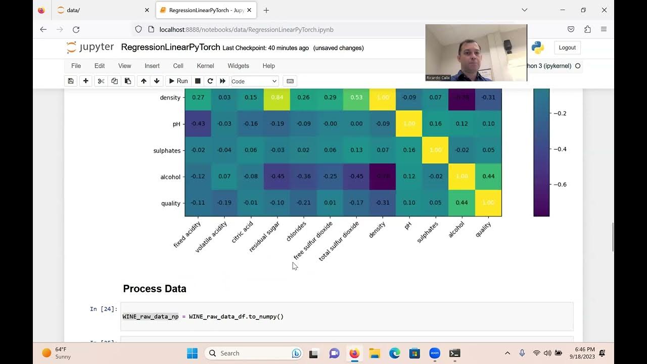 A linear regression model in PyTorch to predict wine quality - YouTube
