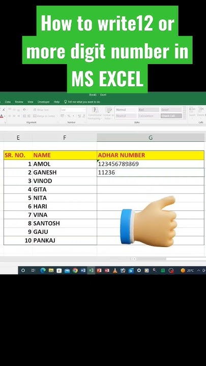 How to write 12 or more digit number in MS EXCEL ?#excel #shorts #shortsvideo #TIPSANDTRICK551 ...