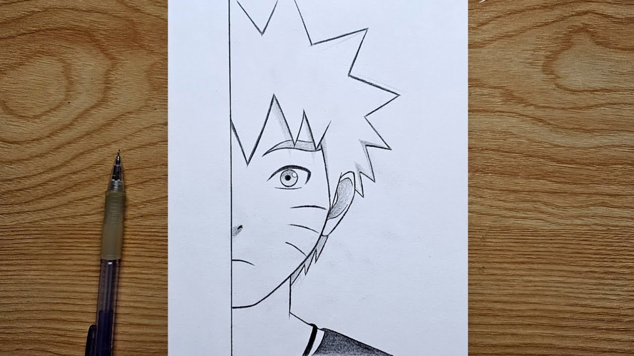 Easy anime half face drawing | How to draw Naruto step by step | easy ...