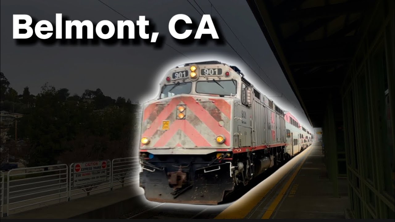 Caltrain in Belmont - YouTube