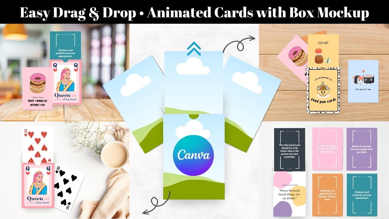 Drag and Drop Animated Cards Mockup for Playing Cards Box Demo ...