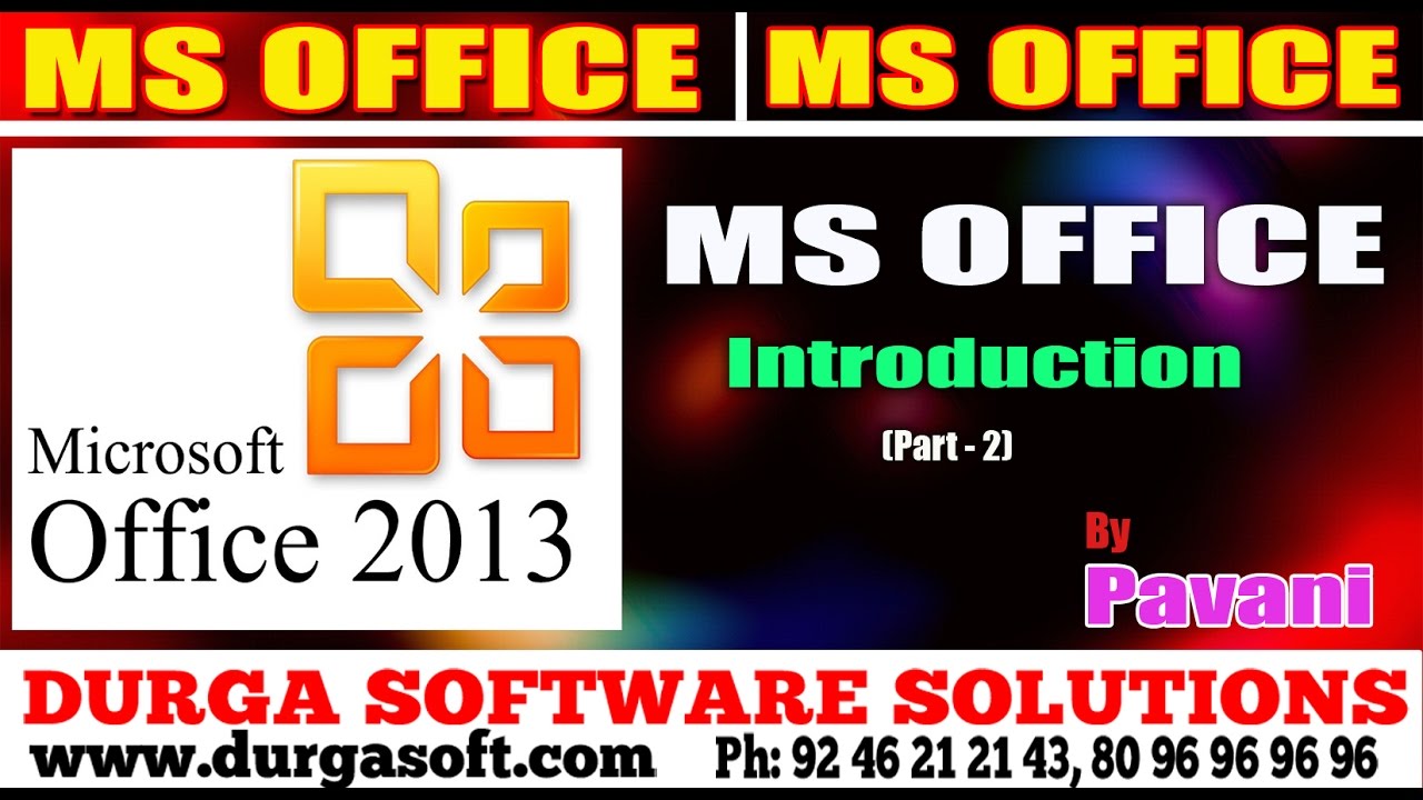 MS office Tutorial || Ms Office Introduction Part-2 by Pavani - YouTube
