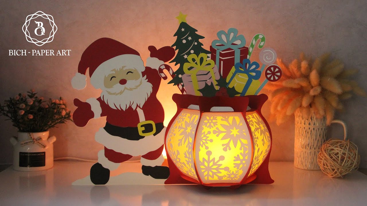 How to make Christmas Santa Claus Gift Bags Paper Lanterns - YouTube