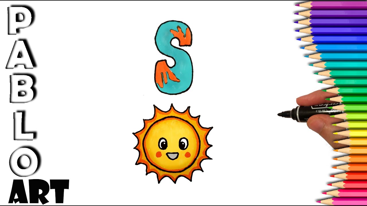 How to color letter S for Sun | Learn to Draw step by step - YouTube
