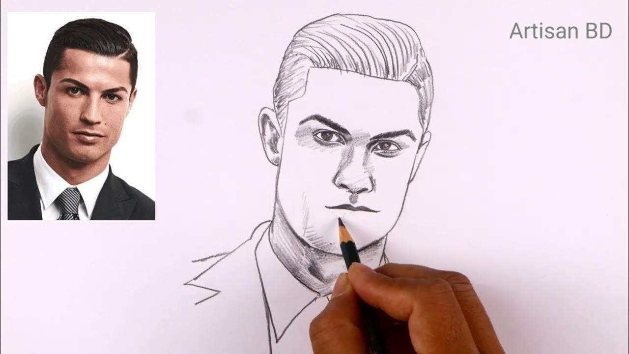 Easy Art: Cristiano Ronaldo: How To Draw Cr7 Easy Pencil Sketch Portrait Tutorial #cr7 - YouTube