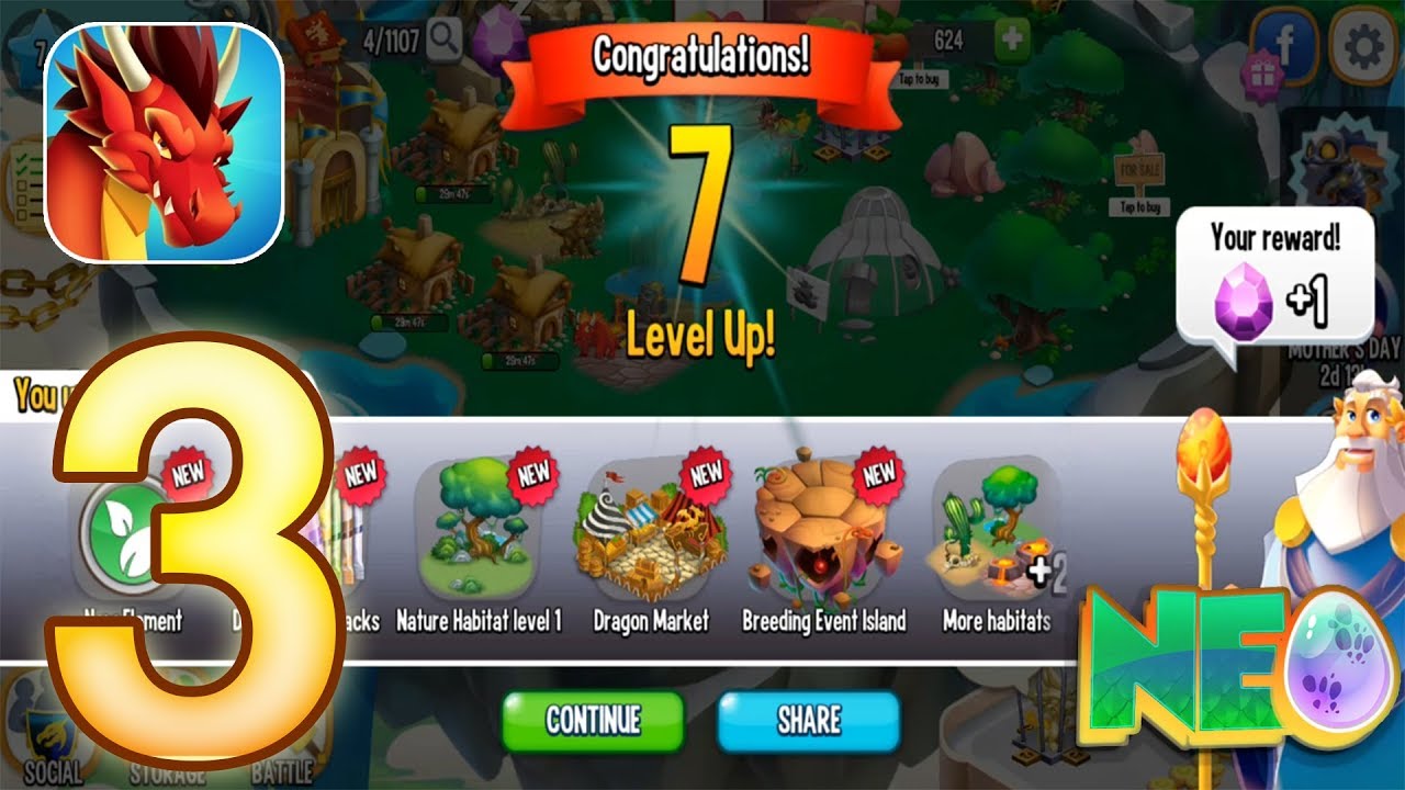 Dragon City: Gameplay Walkthrough Part 3 - Reached Level 7 (iOS ...