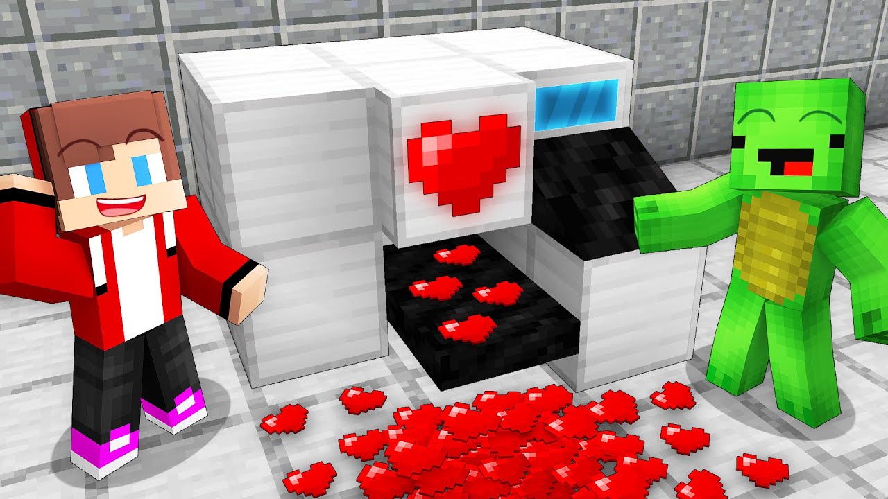Mikey and JJ Made a HEART Factory in Minecraft (Maizen) - YouTube