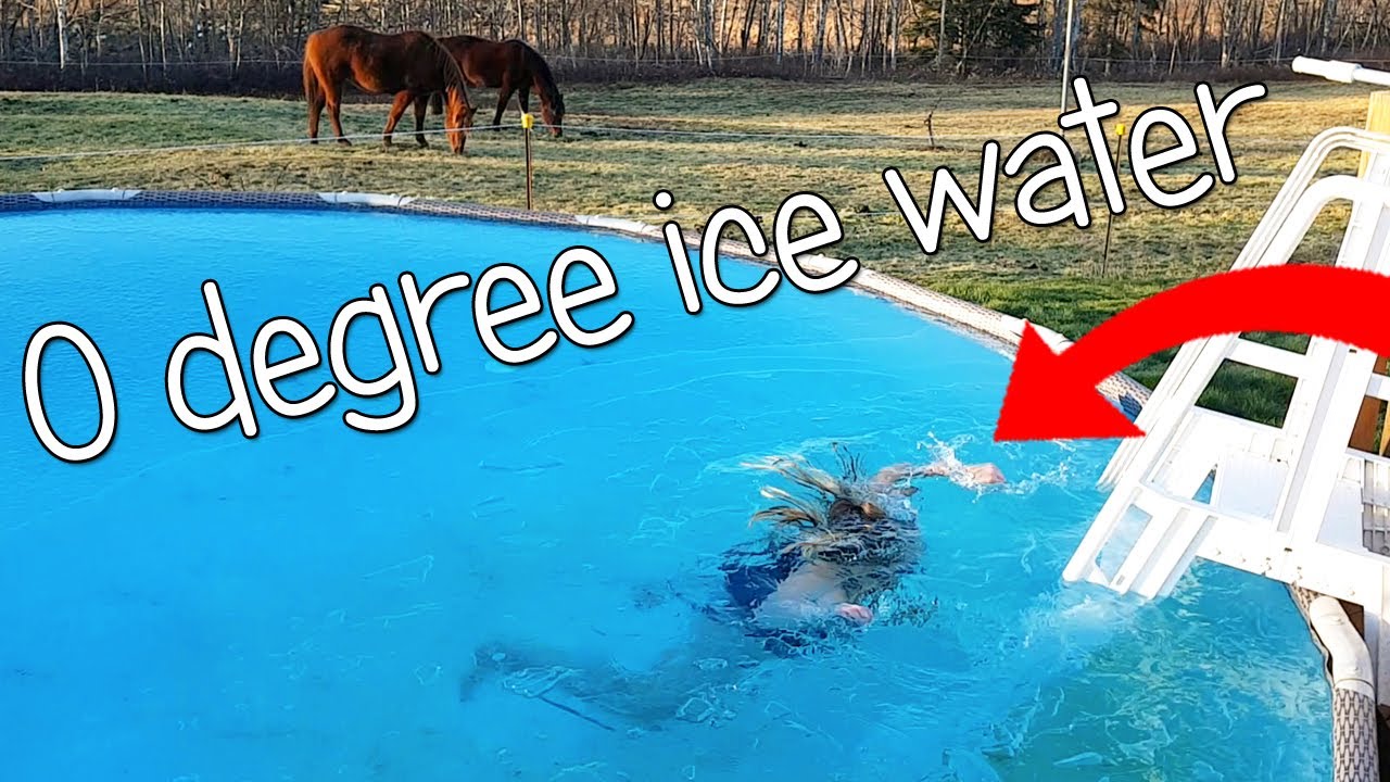 Pool dip in ice water (in Canada) *freezing* - YouTube